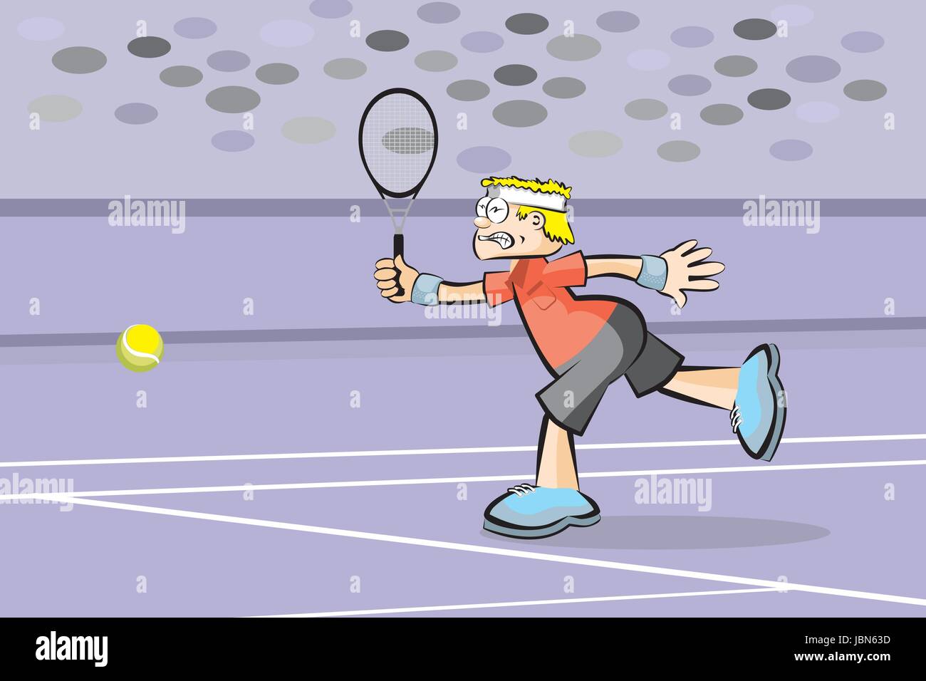 Tennis player with a racket - Cartoon Style. Conceptual vector ...