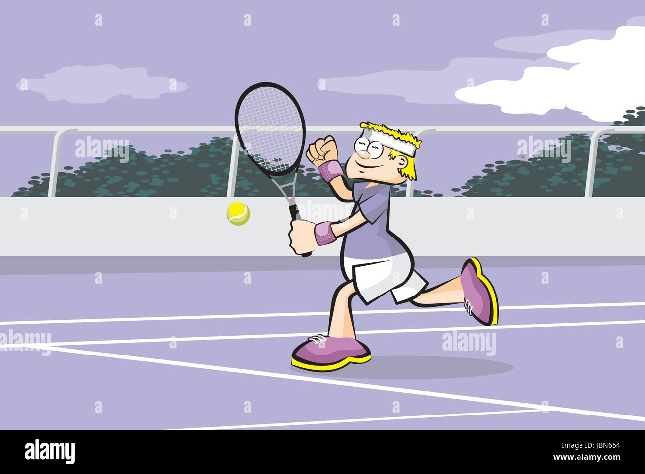 Tennis player with a racket - Cartoon Style. Conceptual vector ...