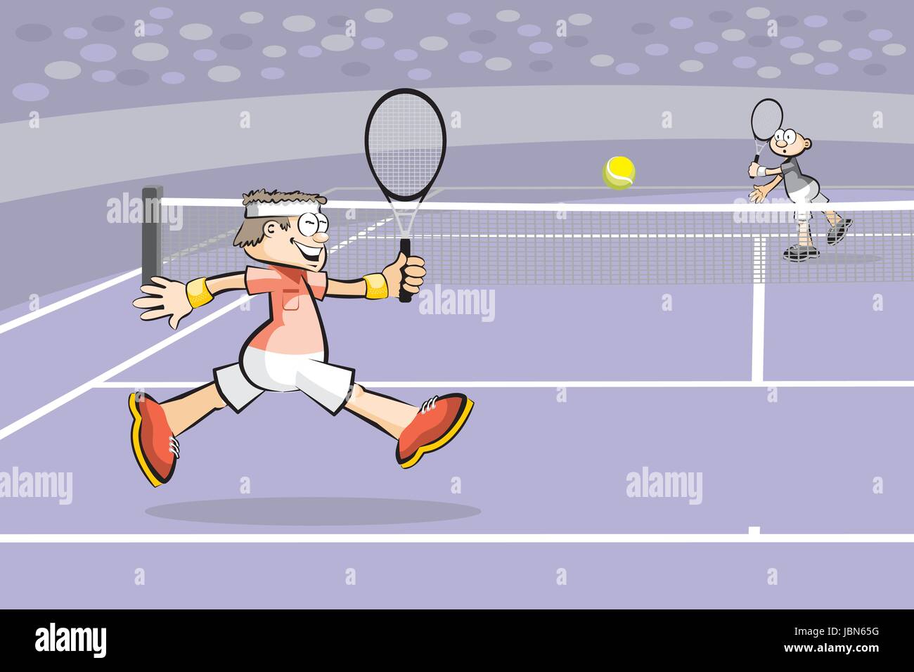 Tennis player with a racket - Cartoon Style. Conceptual vector ...