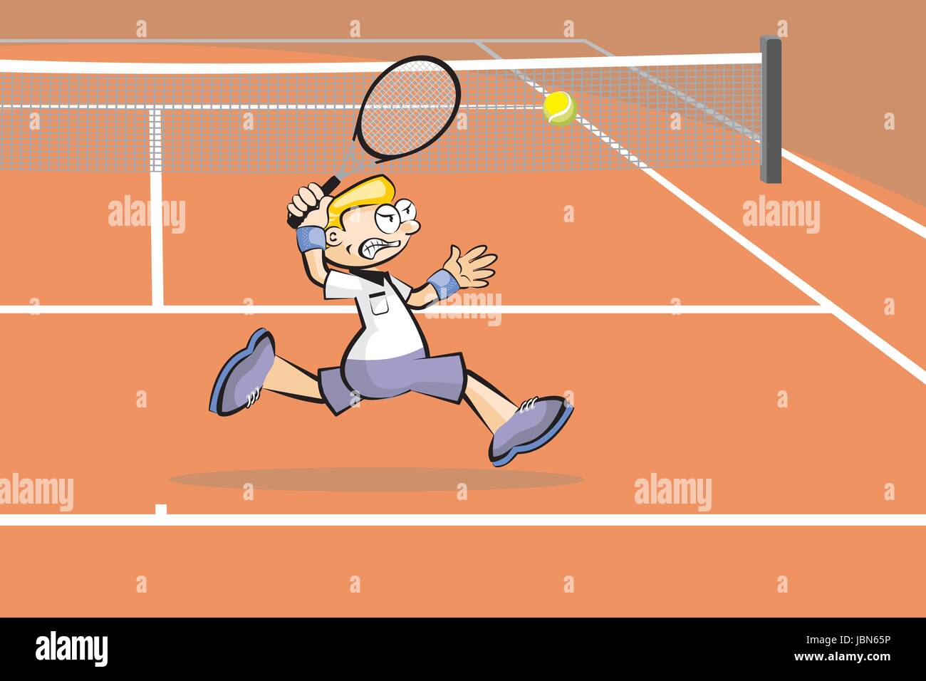 Tennis player with a racket - Cartoon Style. Conceptual vector ...
