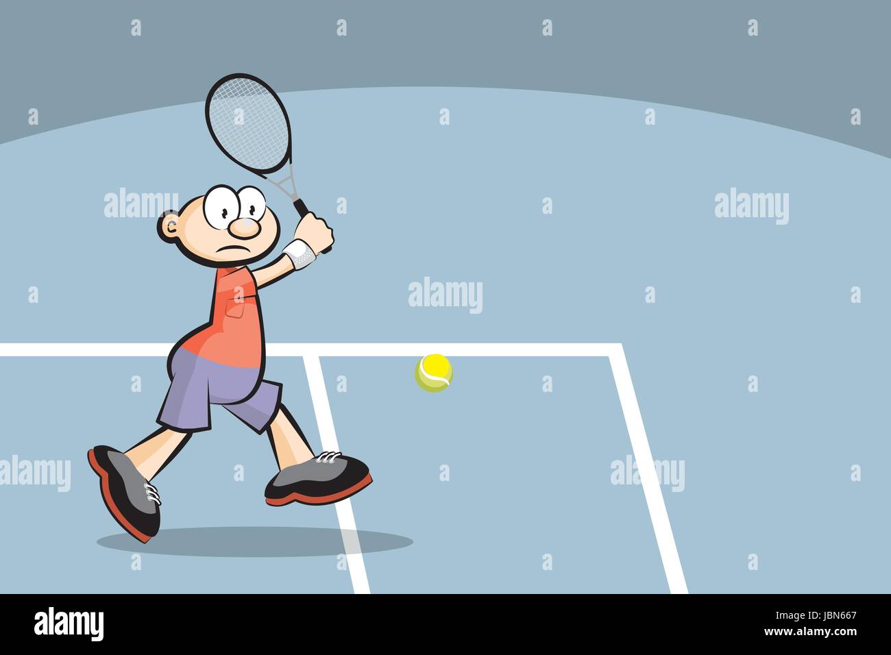 Tennis player with a racket - Cartoon Style. Conceptual vector ...