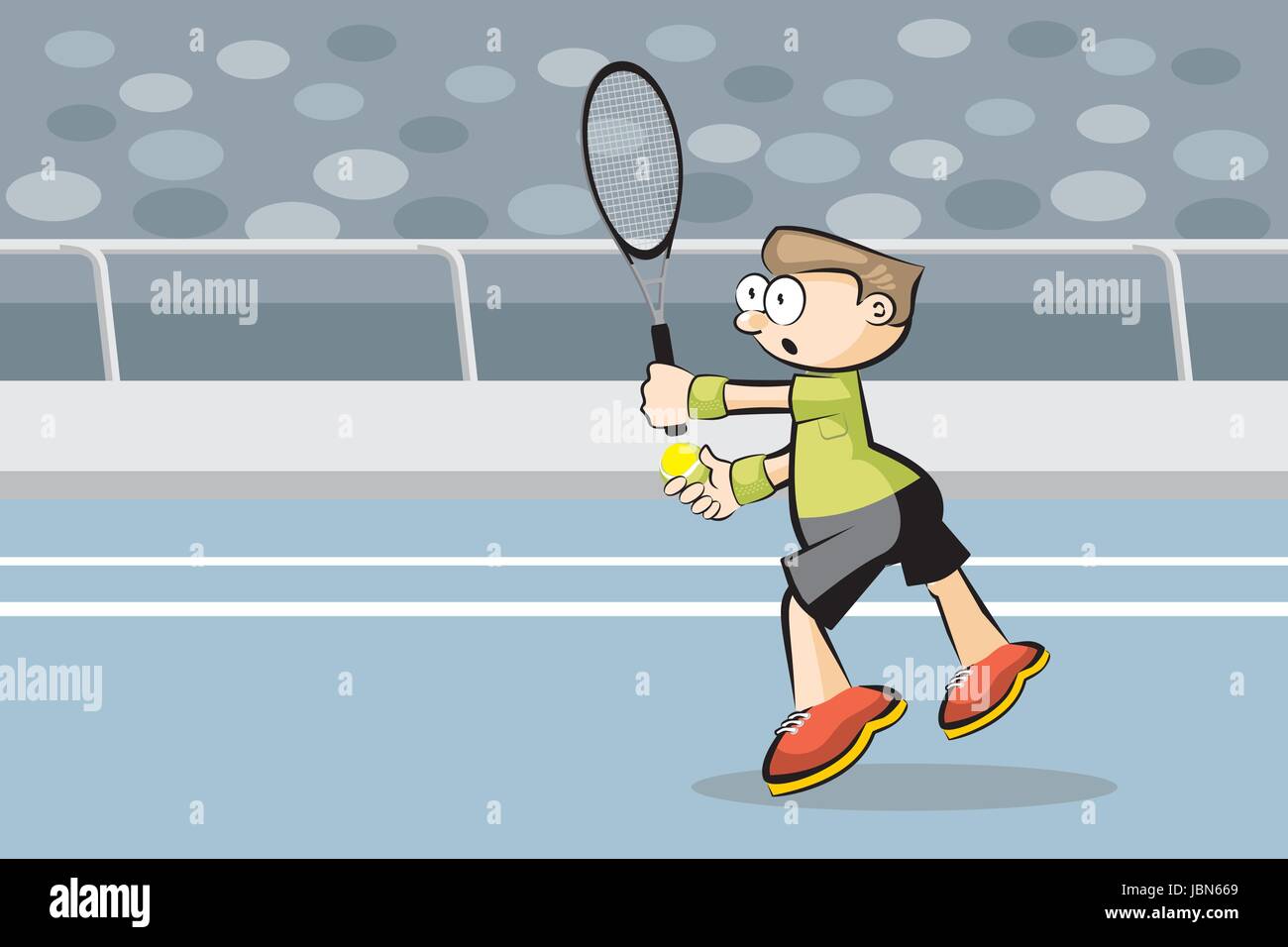 Tennis player with a racket - Cartoon Style. Conceptual vector ...