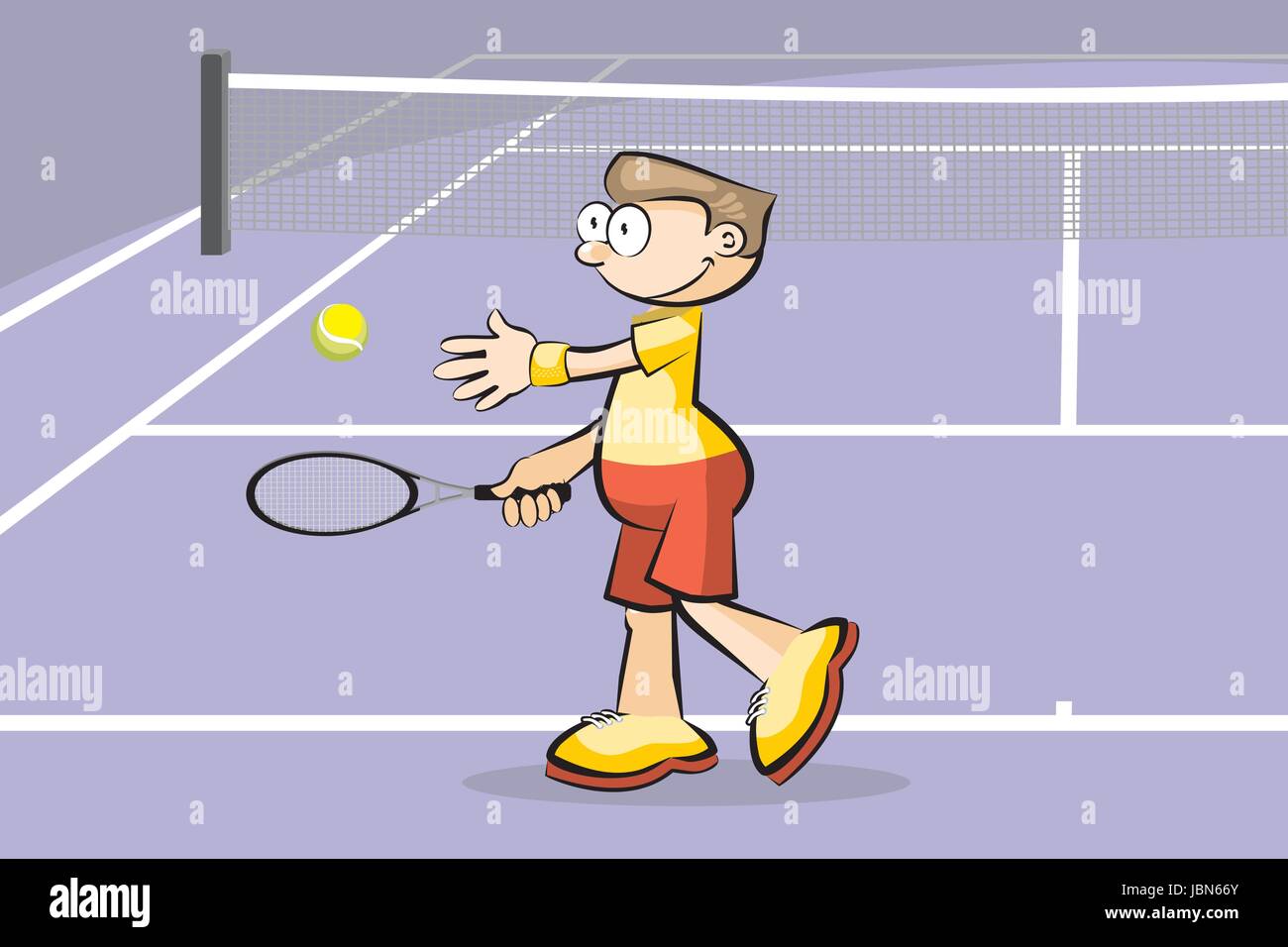 Tennis player with a racket - Cartoon Style. Conceptual vector ...