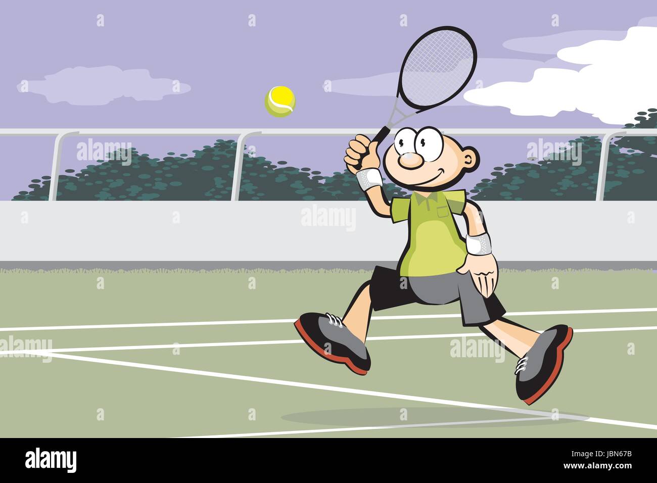 Tennis player with a racket - Cartoon Style. Conceptual vector ...