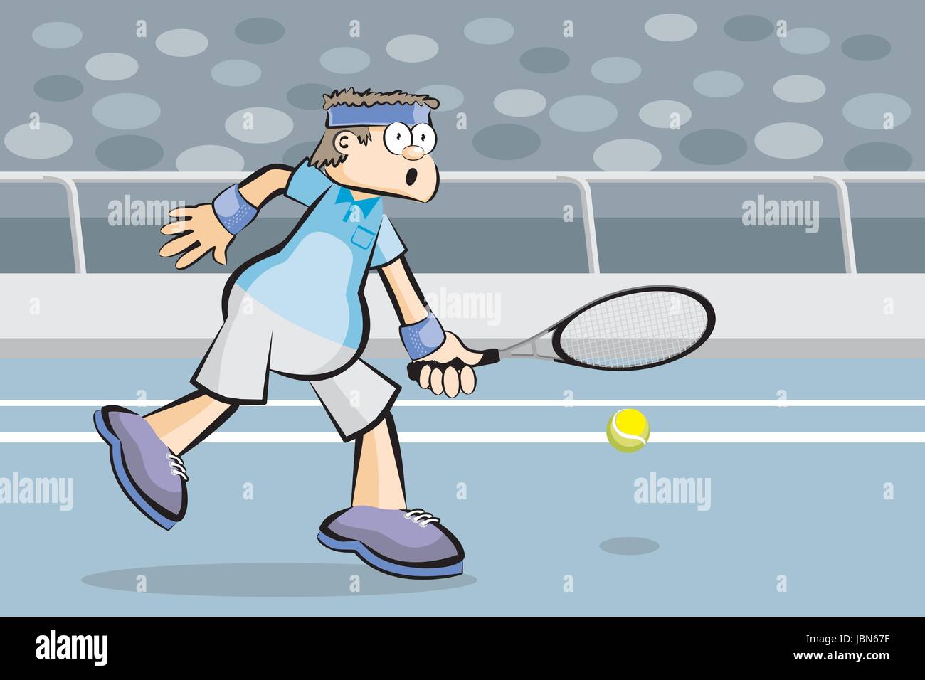 Tennis player with a racket - Cartoon Style. Conceptual vector ...