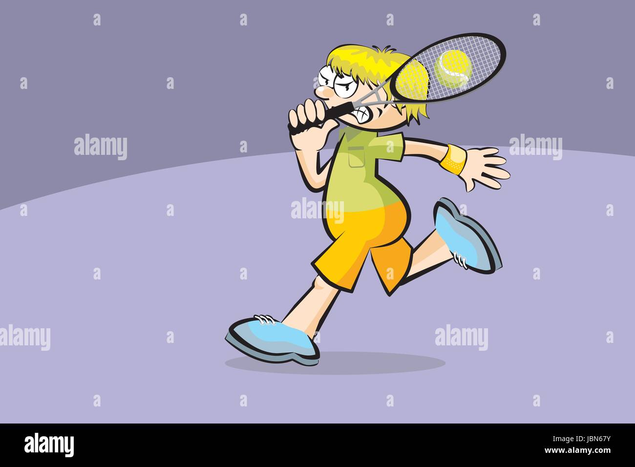 Tennis player with a racket - Cartoon Style. Conceptual vector ...