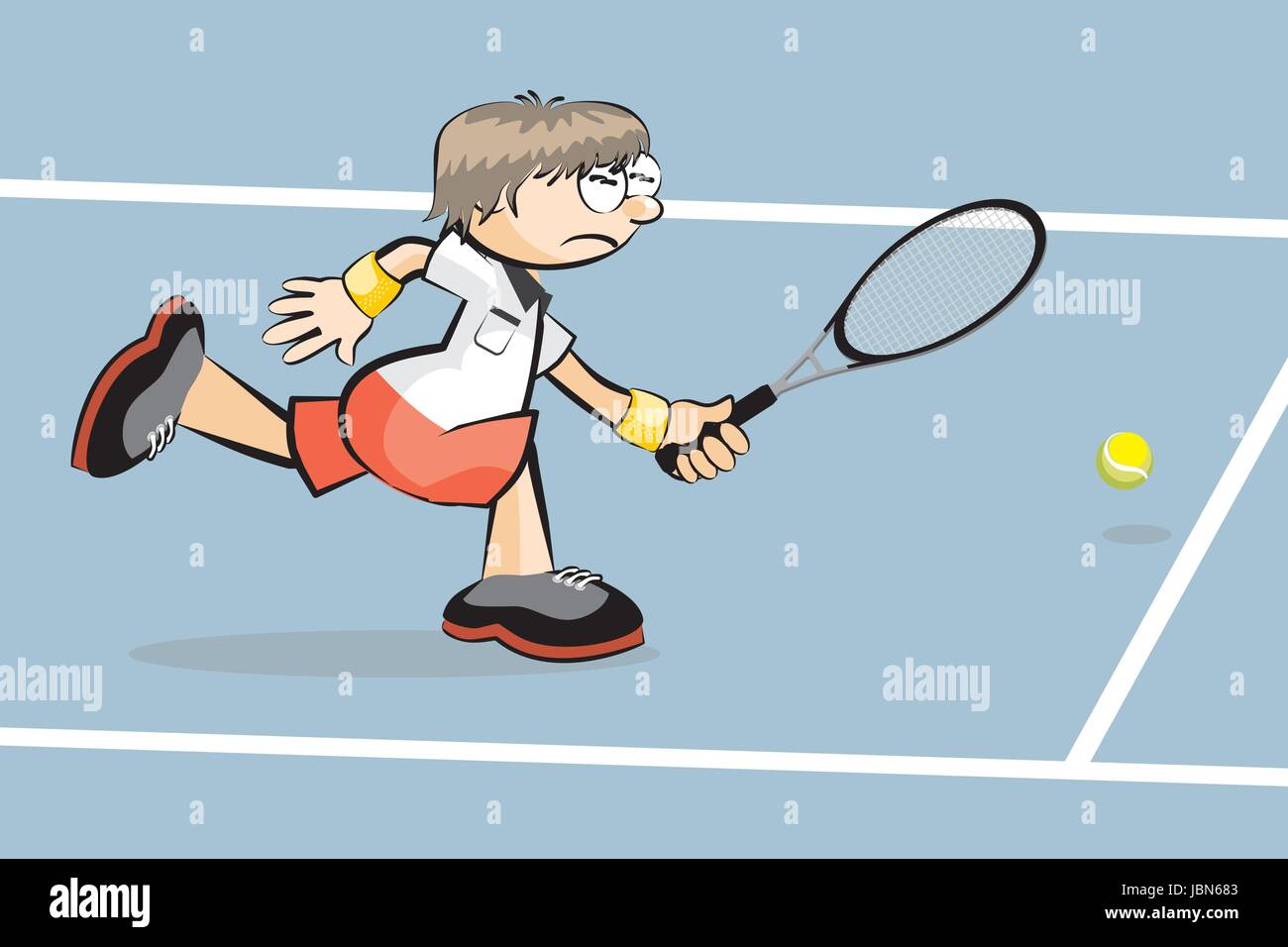Tennis player with a racket - Cartoon Style. Conceptual vector ...