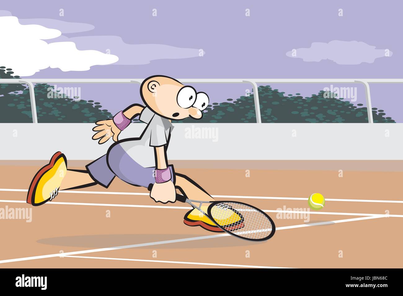 Tennis player with a racket - Cartoon Style. Conceptual vector ...