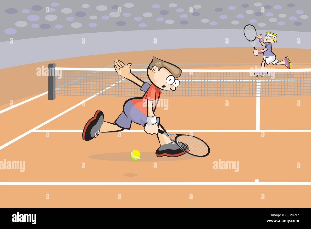 Tennis player with a racket - Cartoon Style. Conceptual vector ...