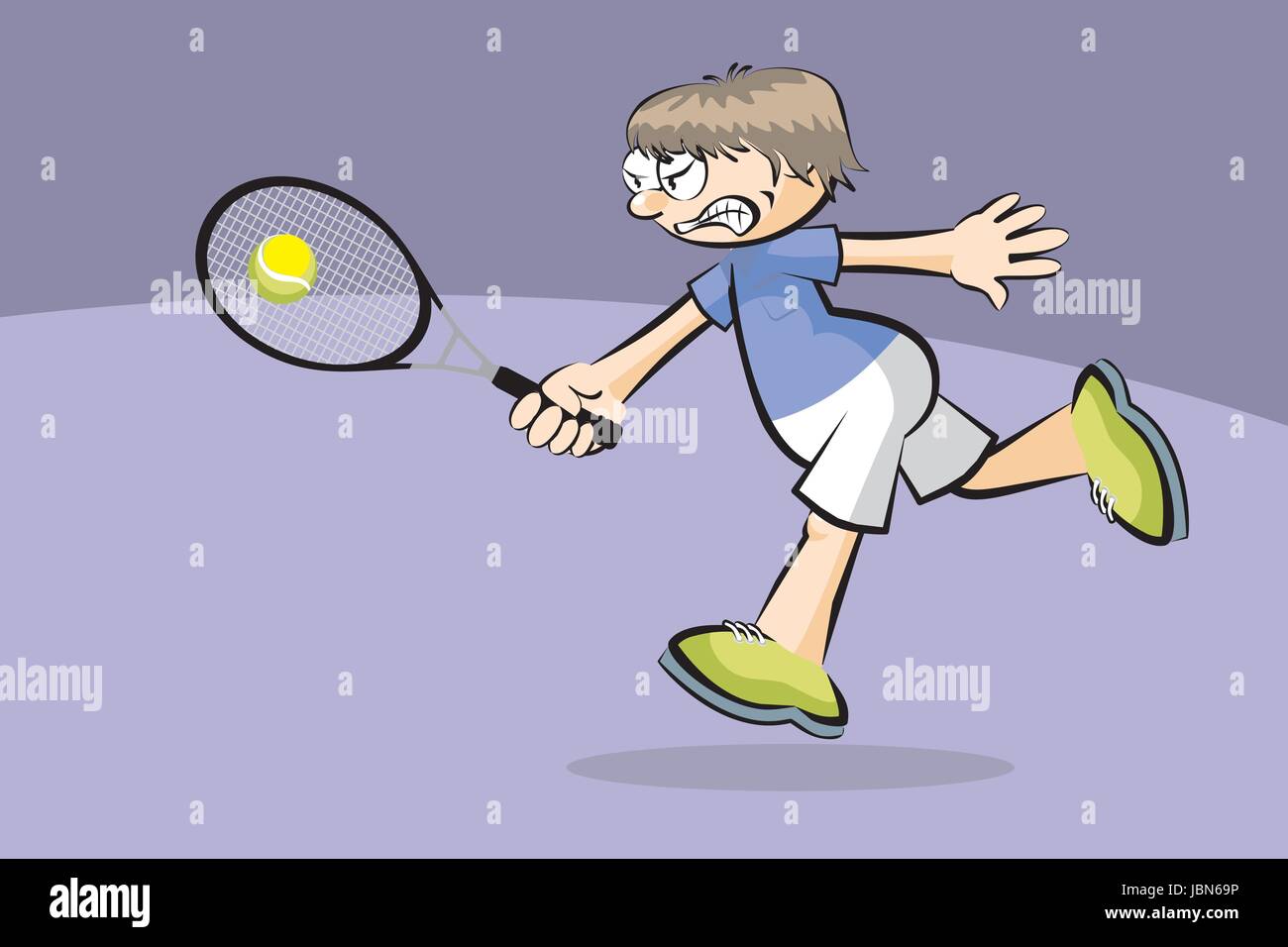 Tennis player with a racket - Cartoon Style. Conceptual vector ...