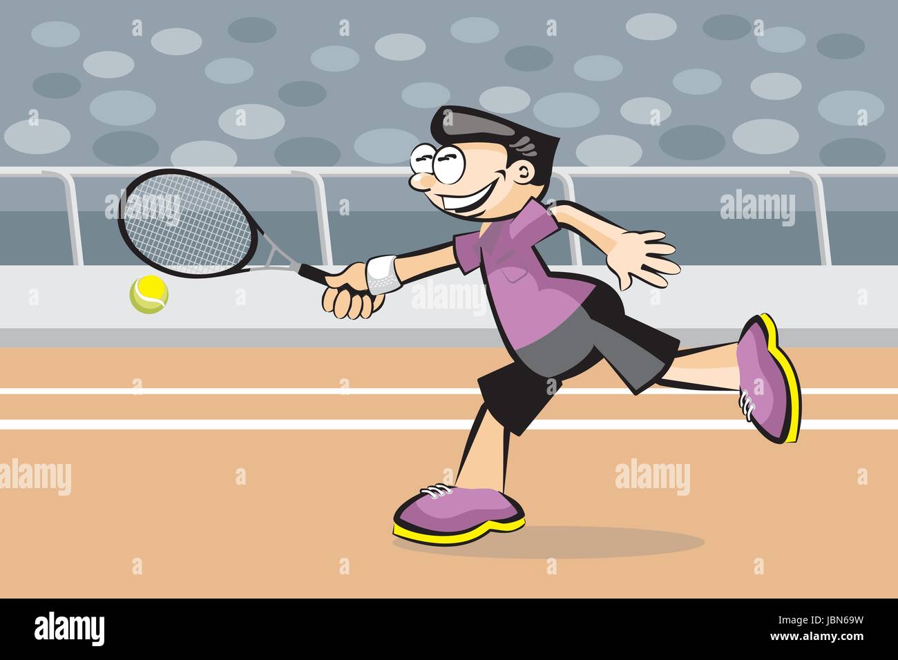 Tennis player with a racket - Cartoon Style. Conceptual vector ...