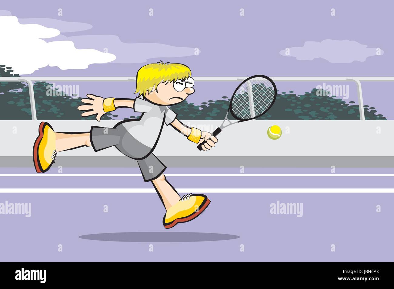 Tennis player with a racket - Cartoon Style. Conceptual vector ...