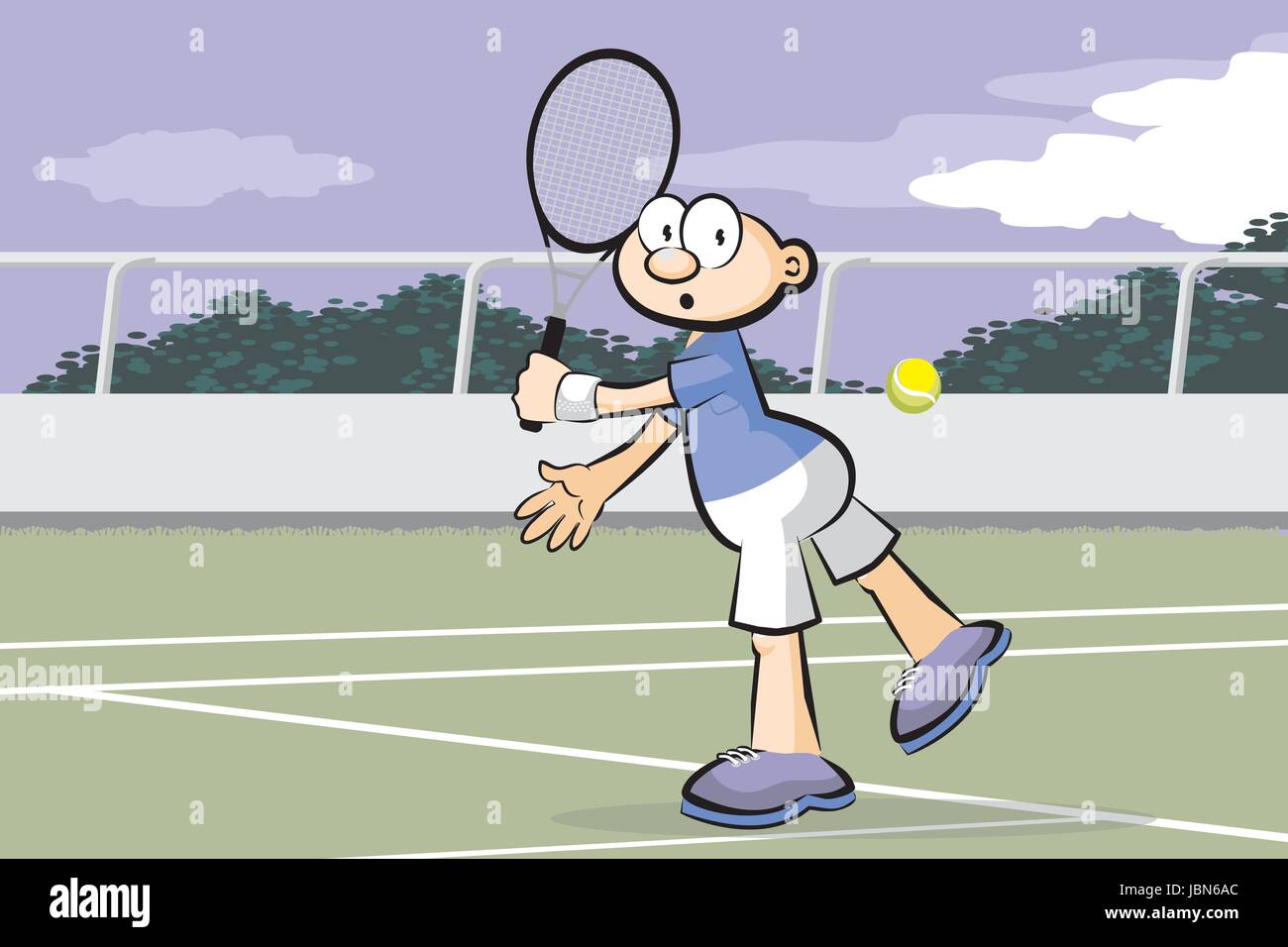 Tennis player with a racket - Cartoon Style. Conceptual vector ...