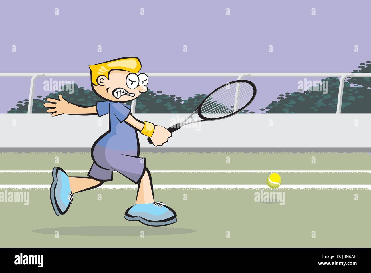 Tennis player with a racket - Cartoon Style. Conceptual vector ...
