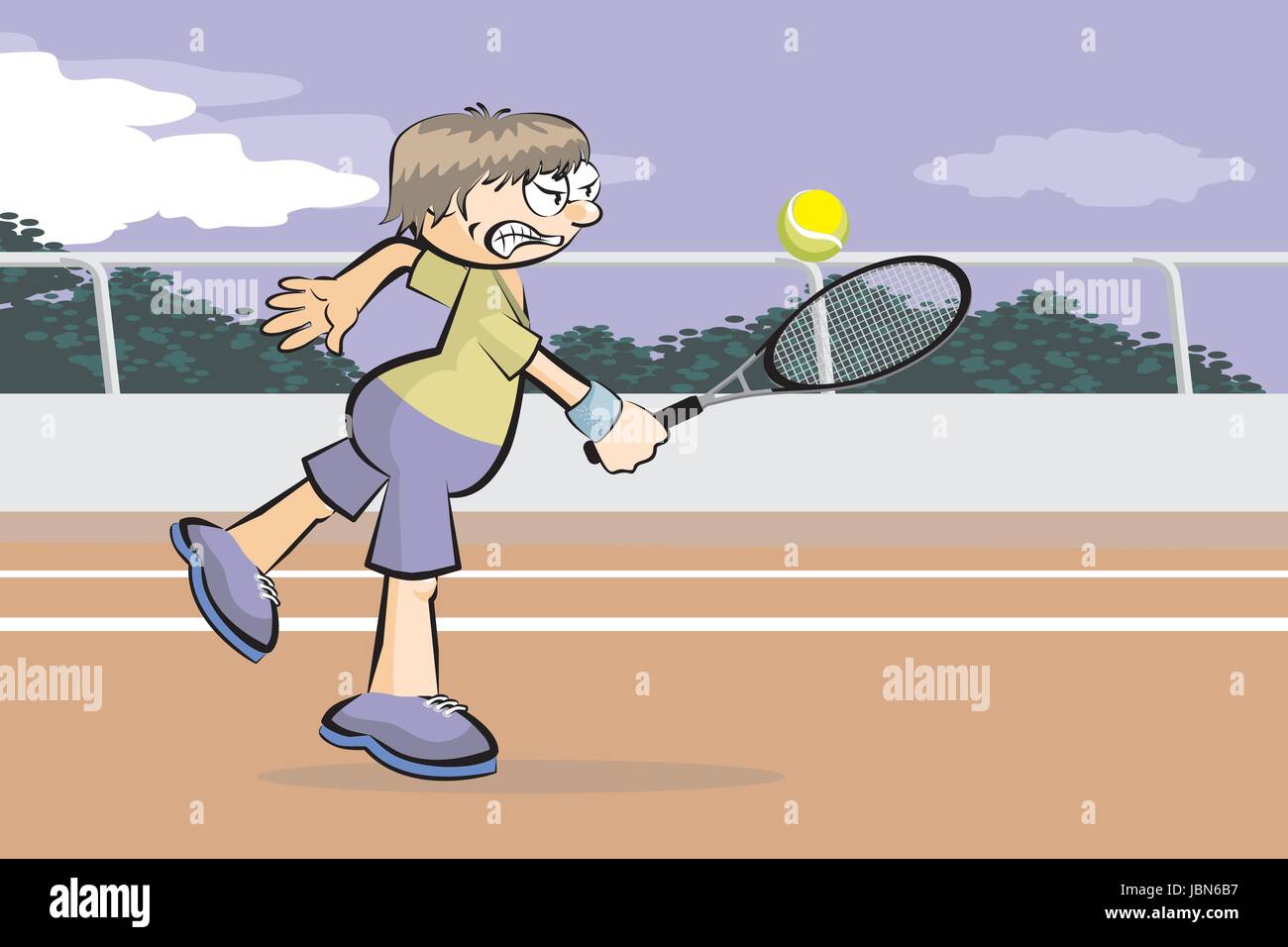 Tennis player with a racket - Cartoon Style. Conceptual vector ...