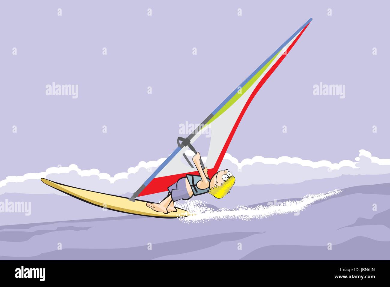 Windsurf summer cartoon. Conceptual vector illustration about ...