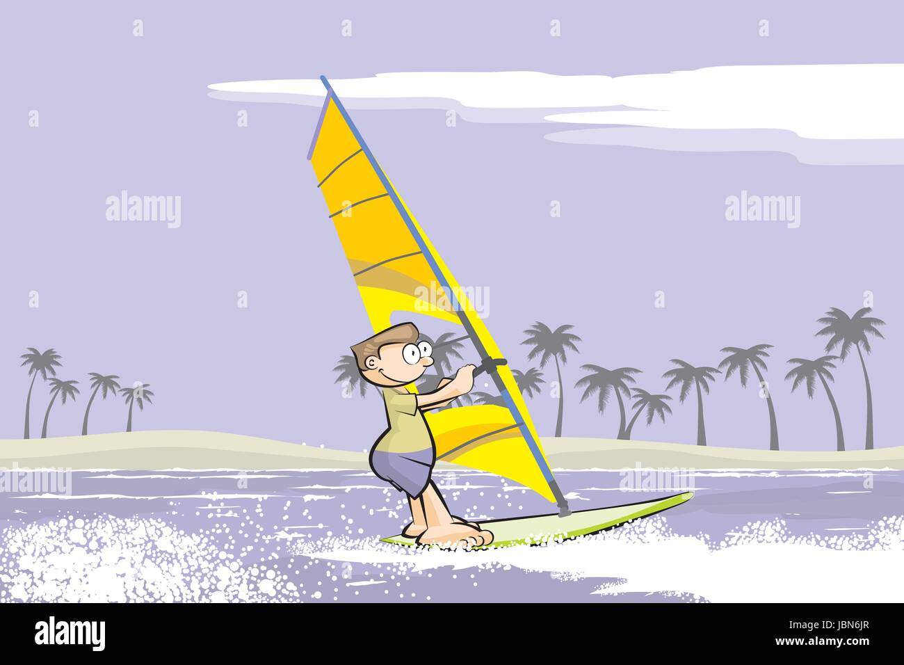 Windsurf summer cartoon. Conceptual vector illustration about ...