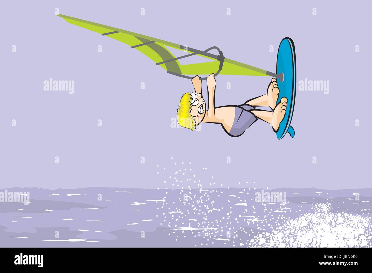 Windsurfing jumping on the sea. Summer conceptual vector illustration ...