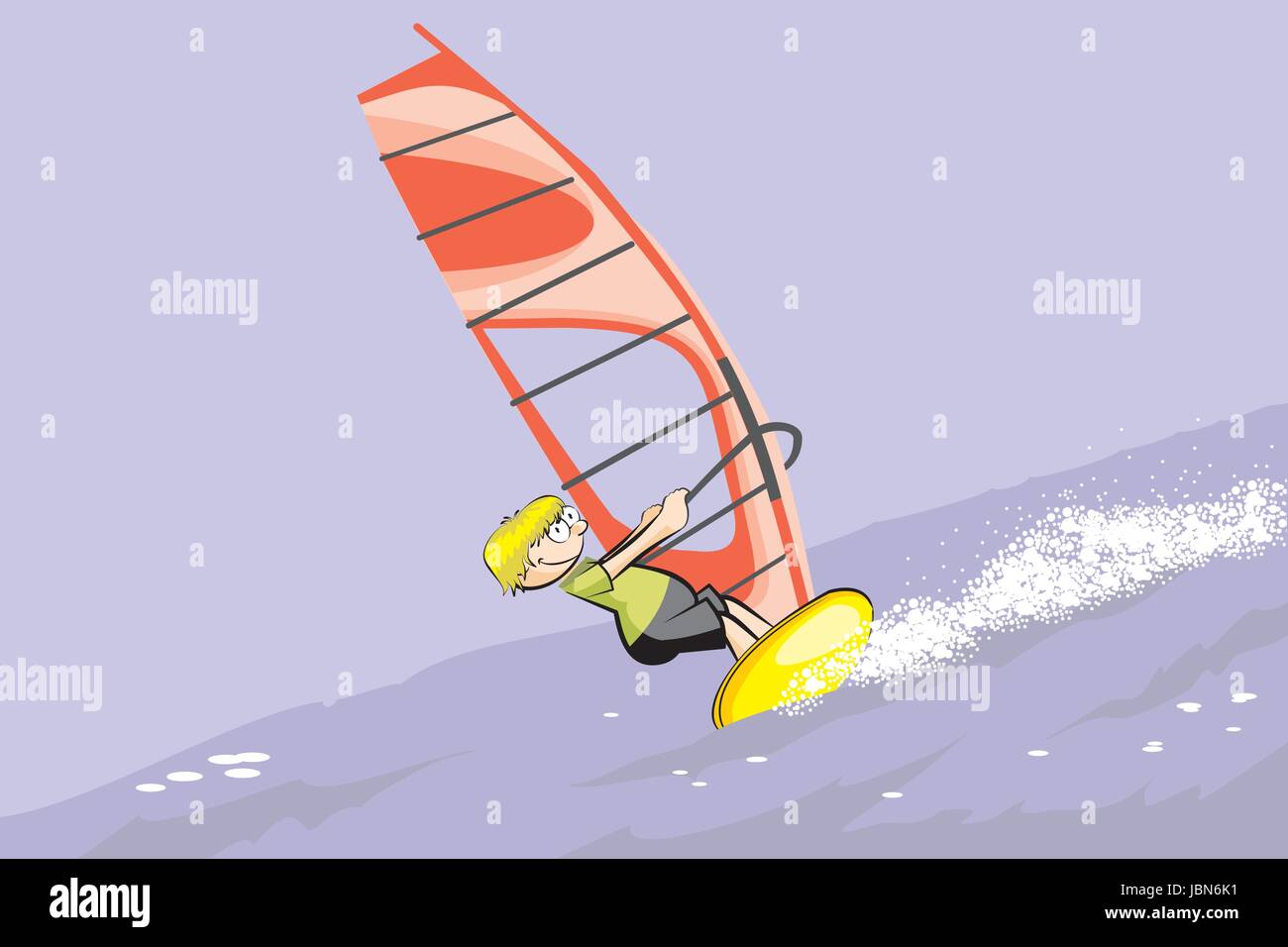 Winsurfing hapyy cartoon. Conceptual vector illustration about windsurf ...
