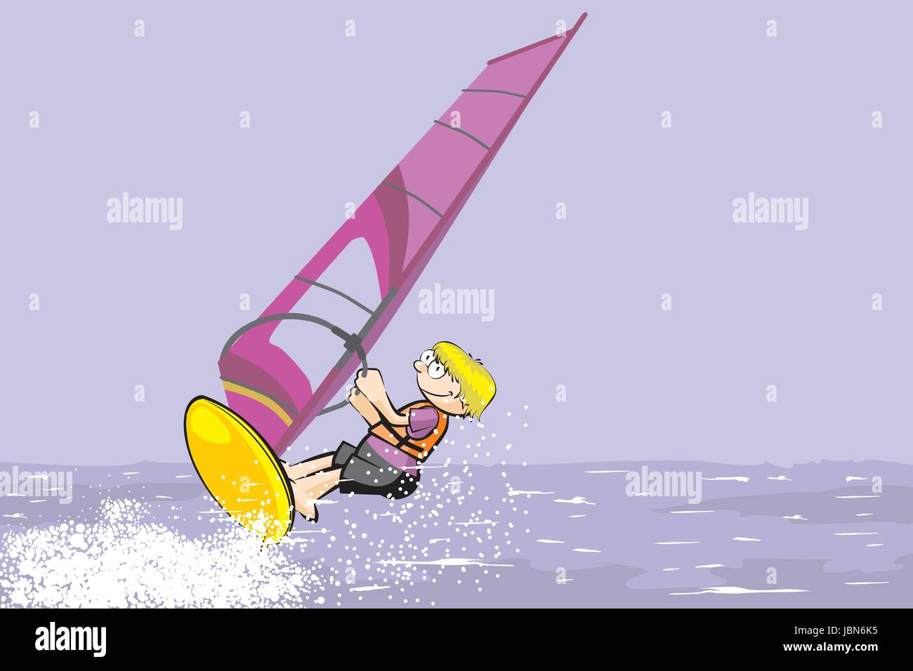 Winsurfing hapyy cartoon. Conceptual vector illustration about windsurf ...