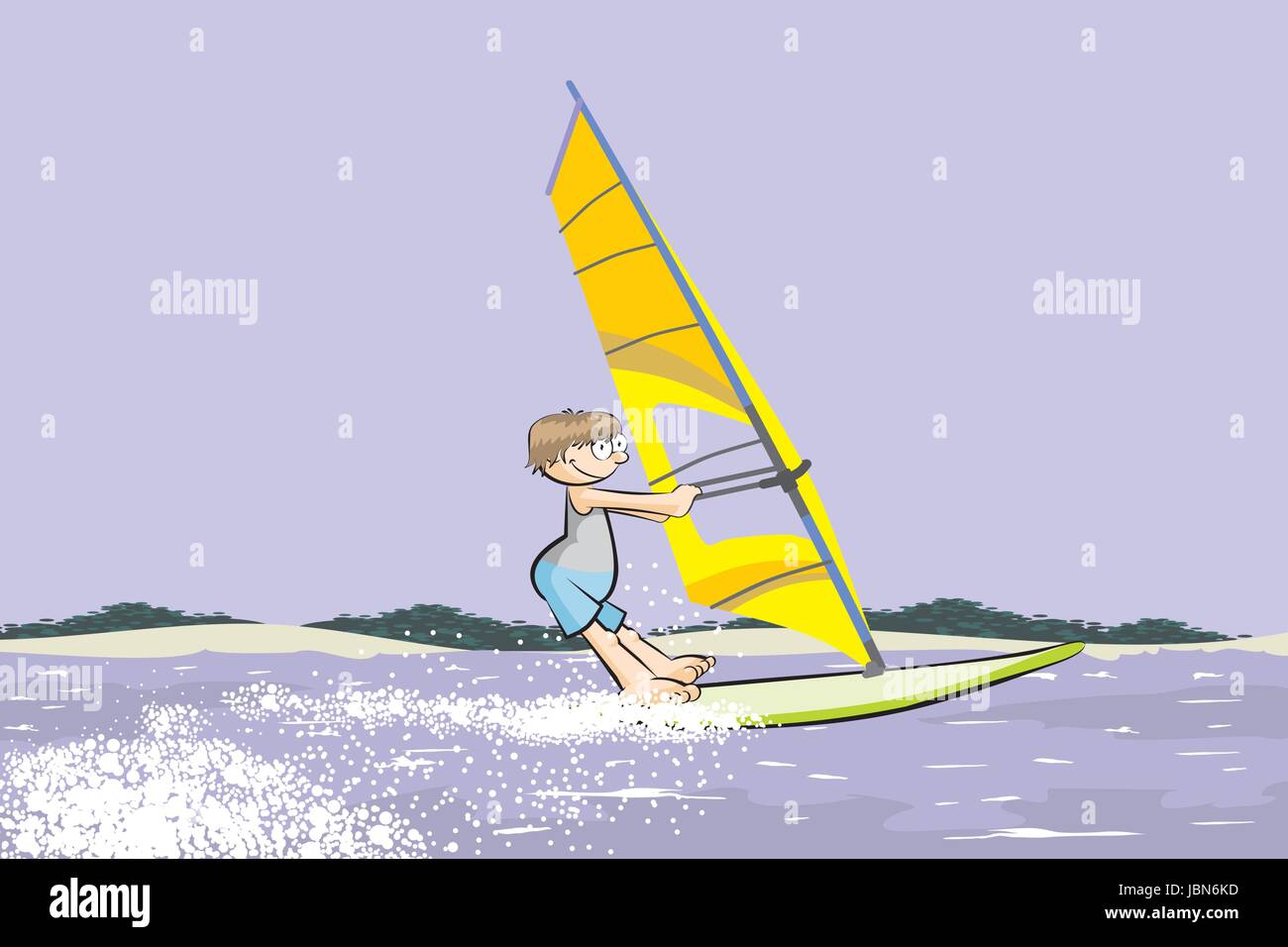 Winsurfing hapyy cartoon. Conceptual vector illustration about windsurf ...
