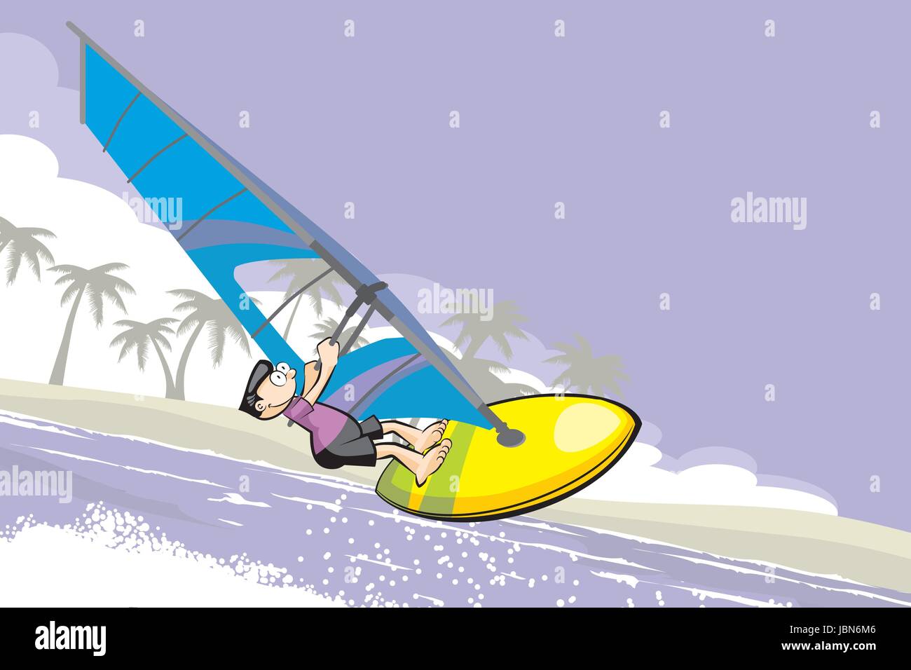 Windsurfing jumping on the sea. Summer conceptual vector illustration ...