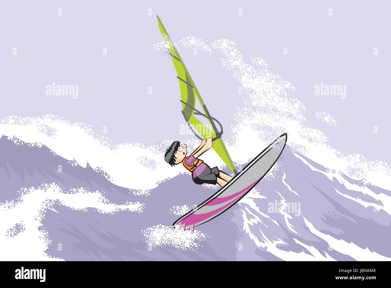 Windsurfing jumping on waves. Conceptual vector illustration about ...