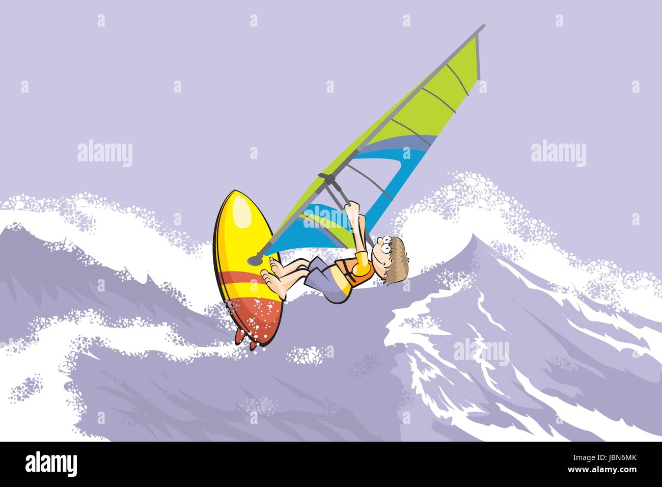 Windsurfing jumping on waves. Conceptual vector illustration about ...