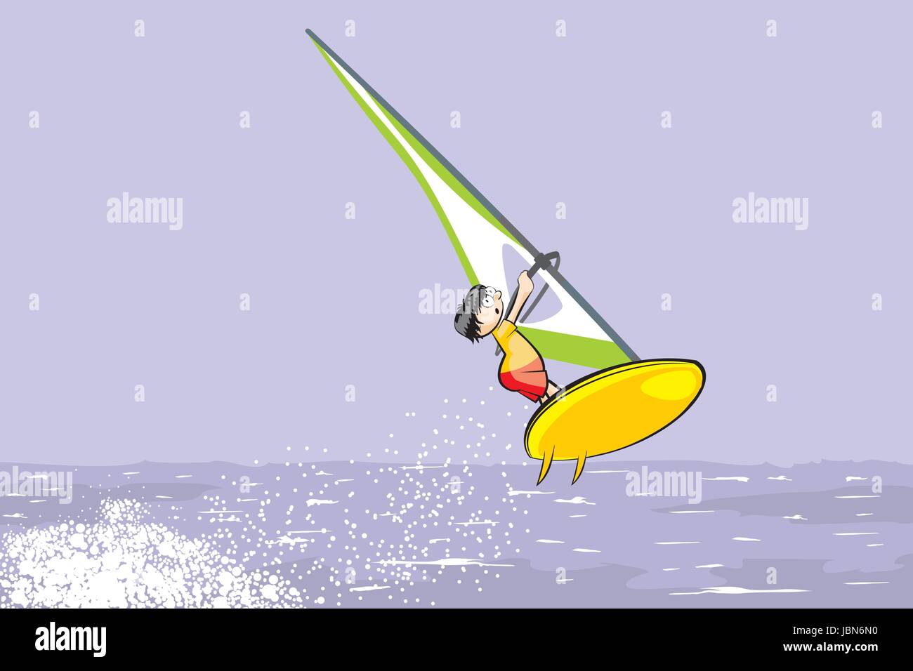 Windsurfing jumping on the sea. Summer conceptual vector illustration ...
