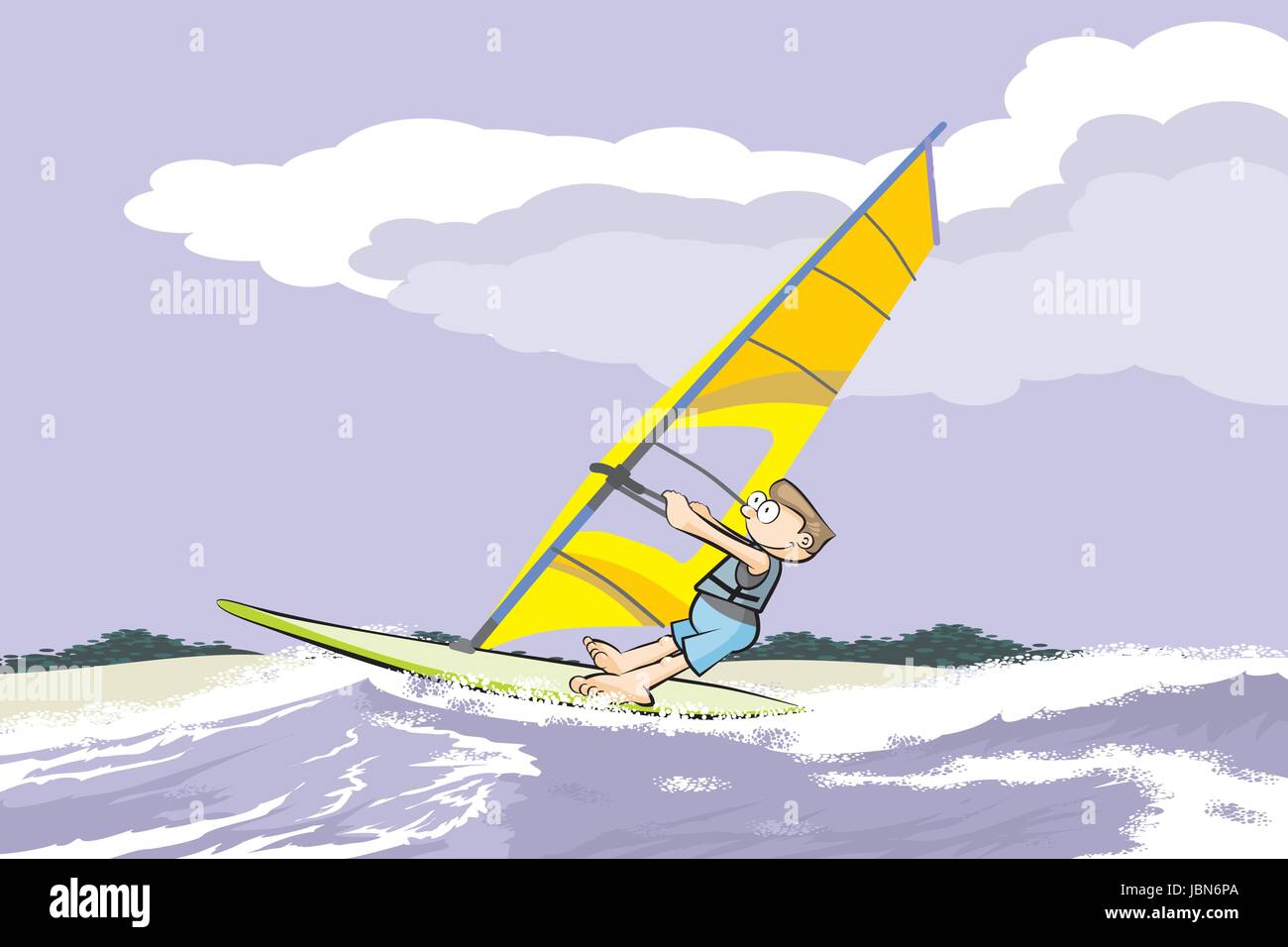 Summer and windsurfing. Conceptual vector illustration Stock Vector ...
