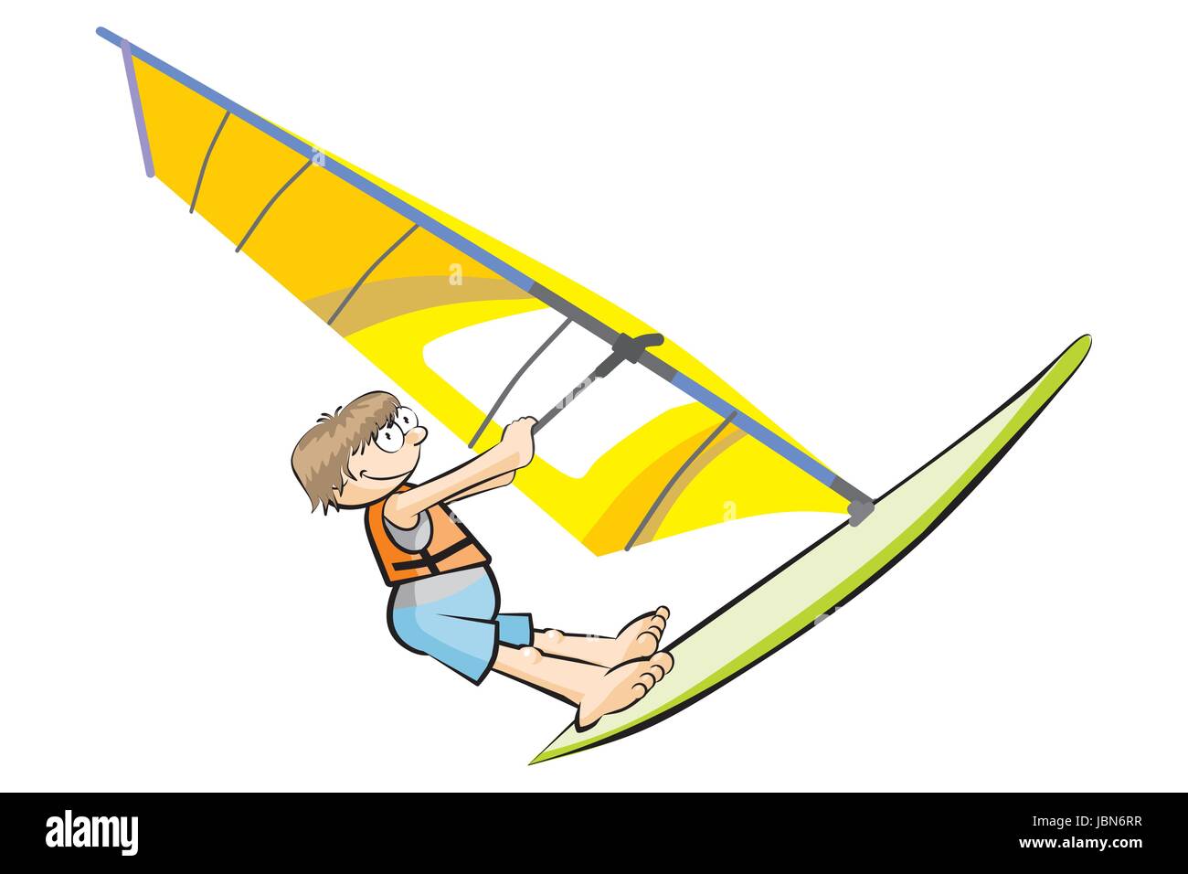 Windsurfing cartoon isolated on white. Conceptual vector illustration ...