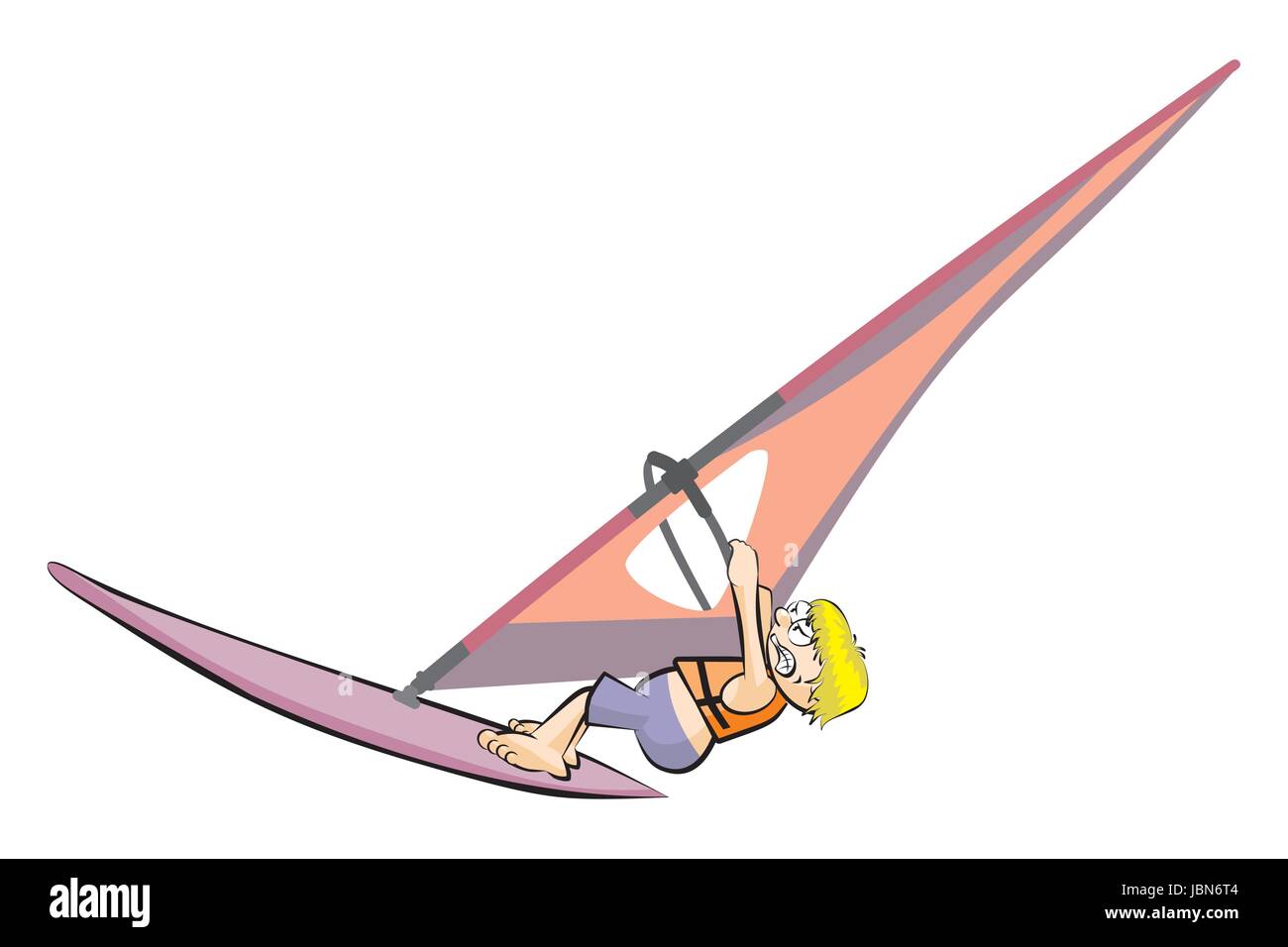 Windsurfing cartoon isolated on white. Conceptual vector illustration ...