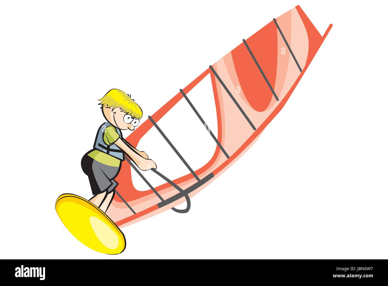 Windsurfing cartoon style isolated on white background. Conceptual ...