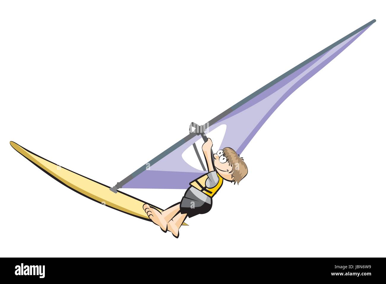 Windsurfing cartoon style isolated on white background. Conceptual ...