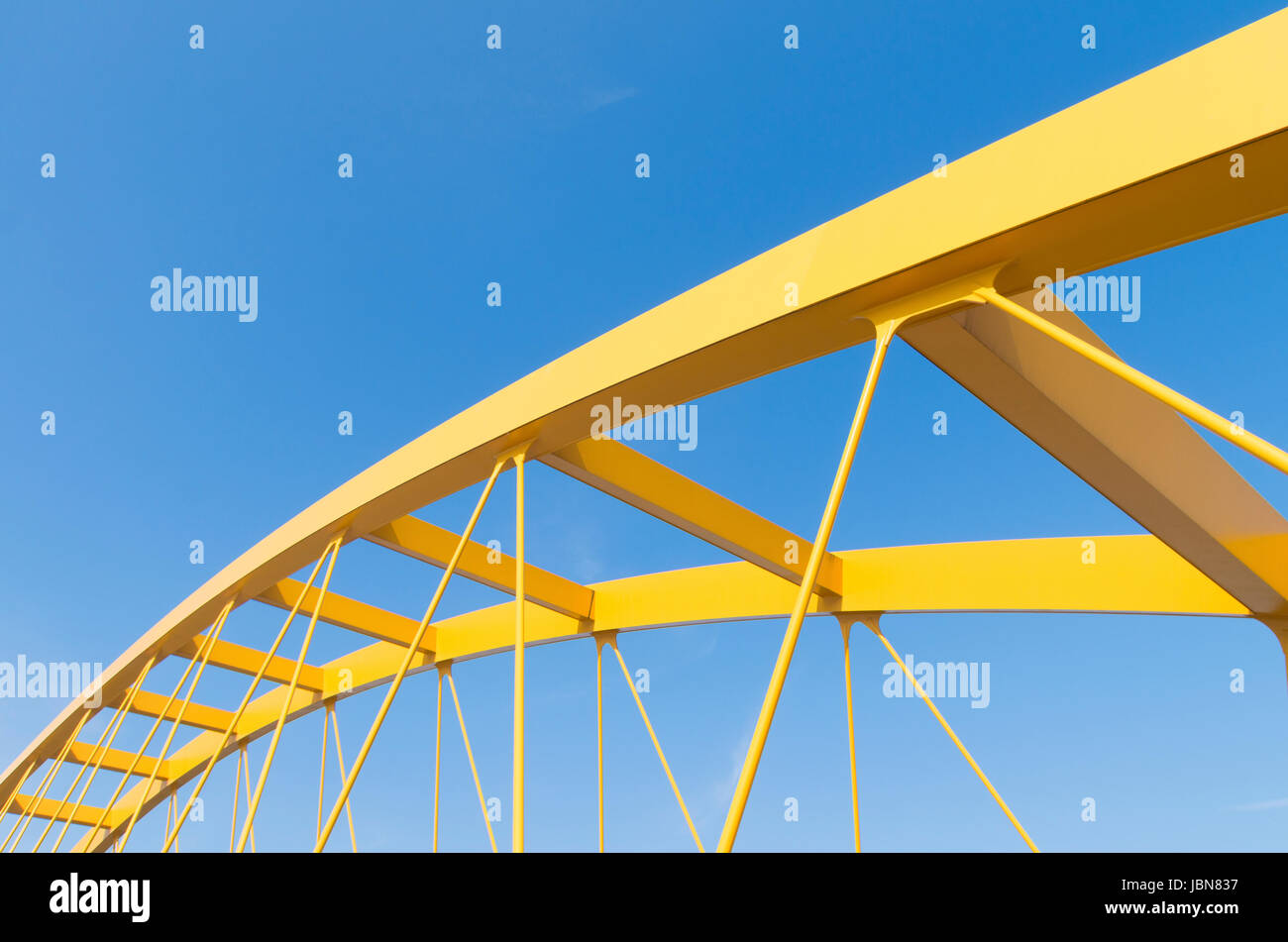 detail of the yellow arch bridge in Utrecht, netherlands. The Hogeweide ...