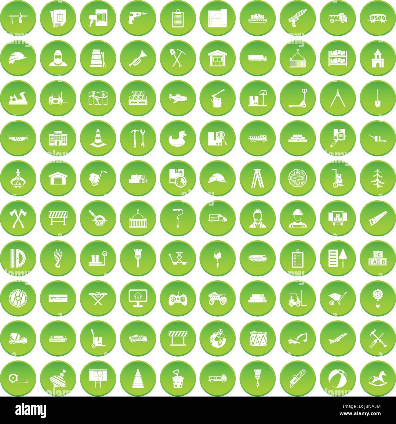 100 lorry icons set green circle isolated on white background vector ...