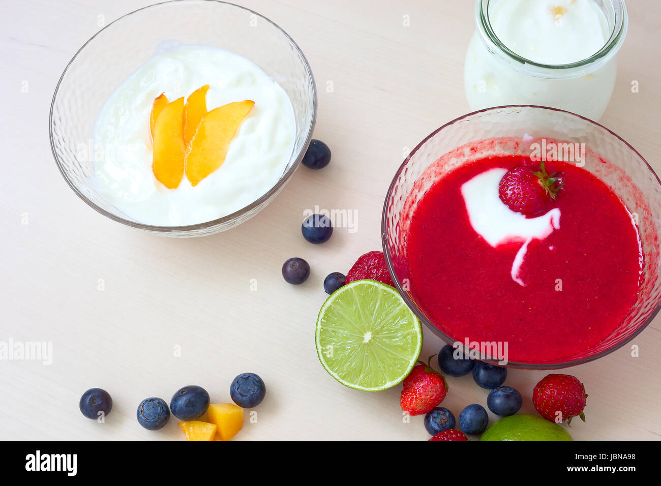 Yogurt dessert with fruits Stock Photo - Alamy