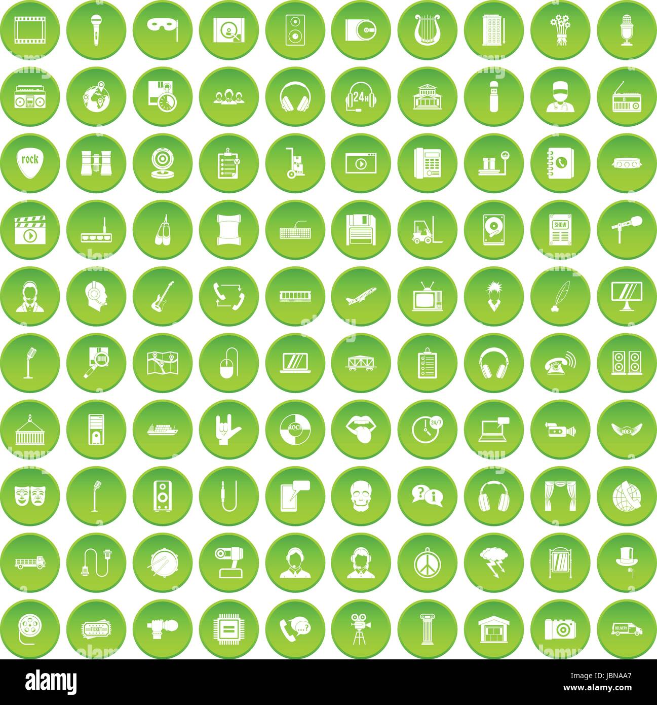 100 microphone icons set green circle isolated on white background ...