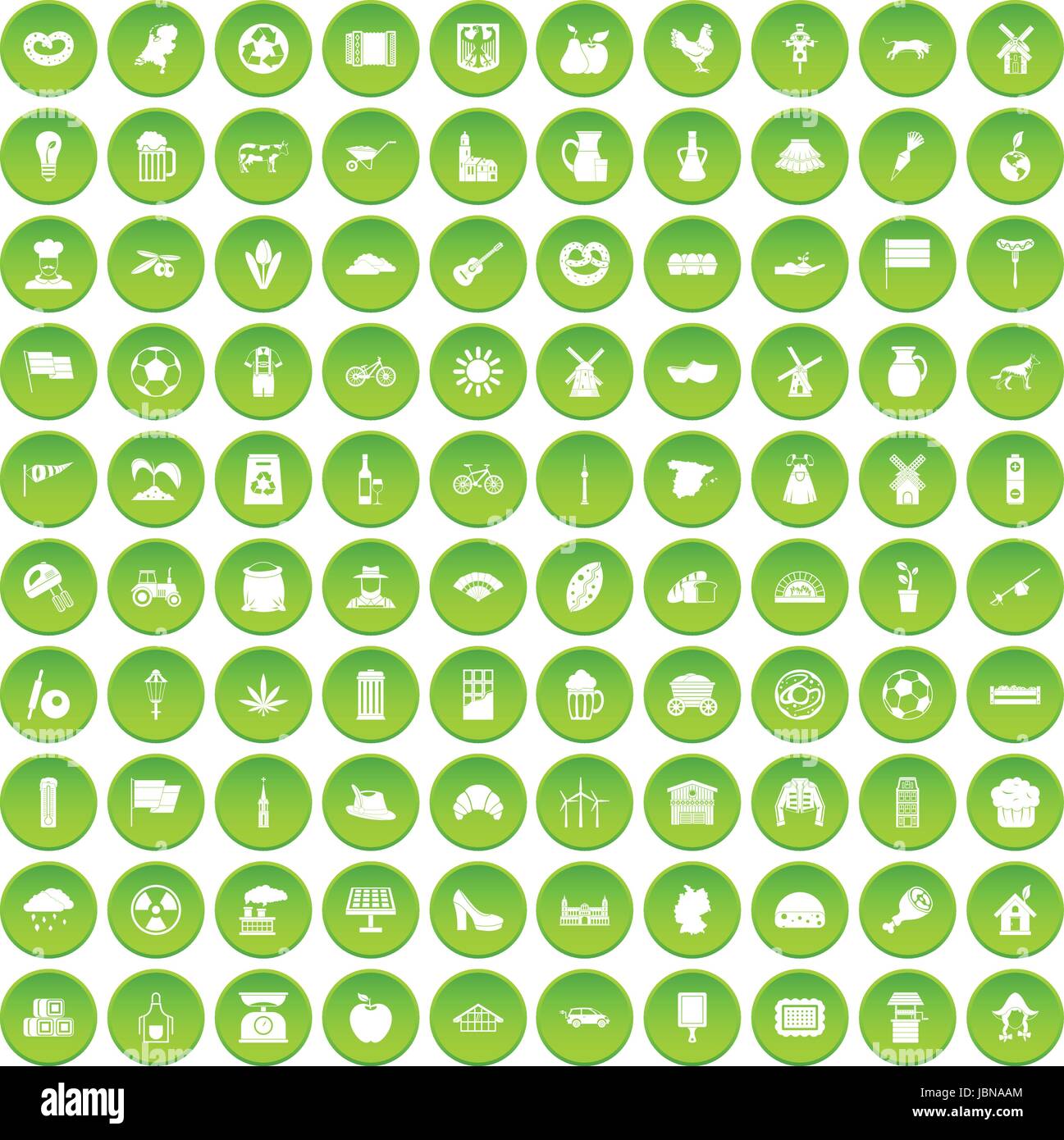 100 mill icons set green circle isolated on white background vector ...