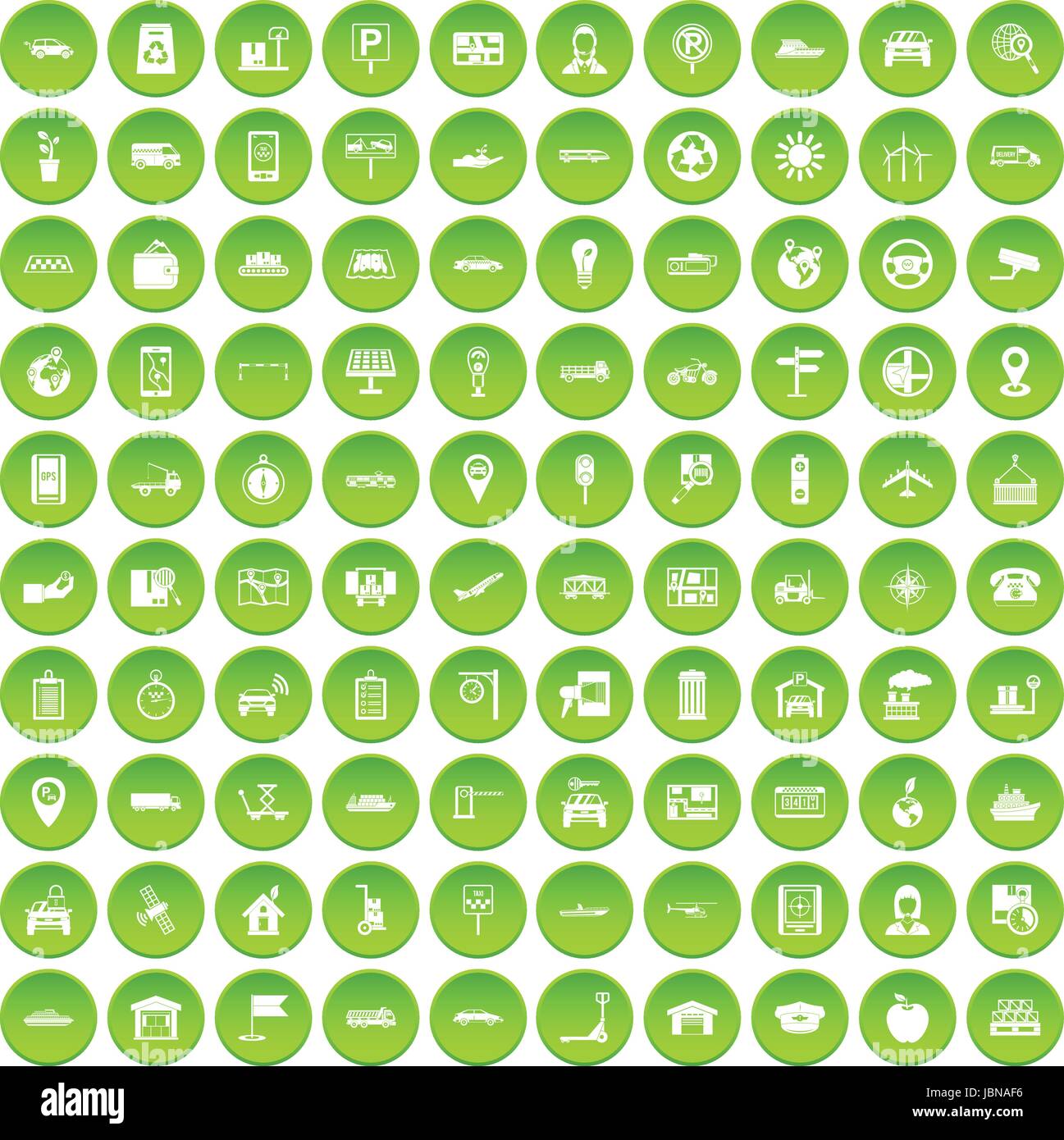 100 navigation icons set green circle isolated on white background ...