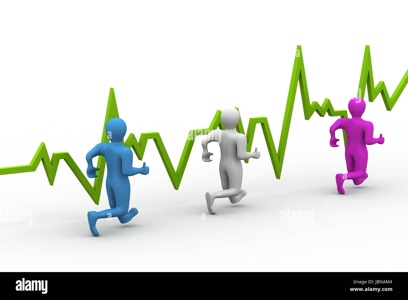 Running people with heart beat graph Stock Photo - Alamy