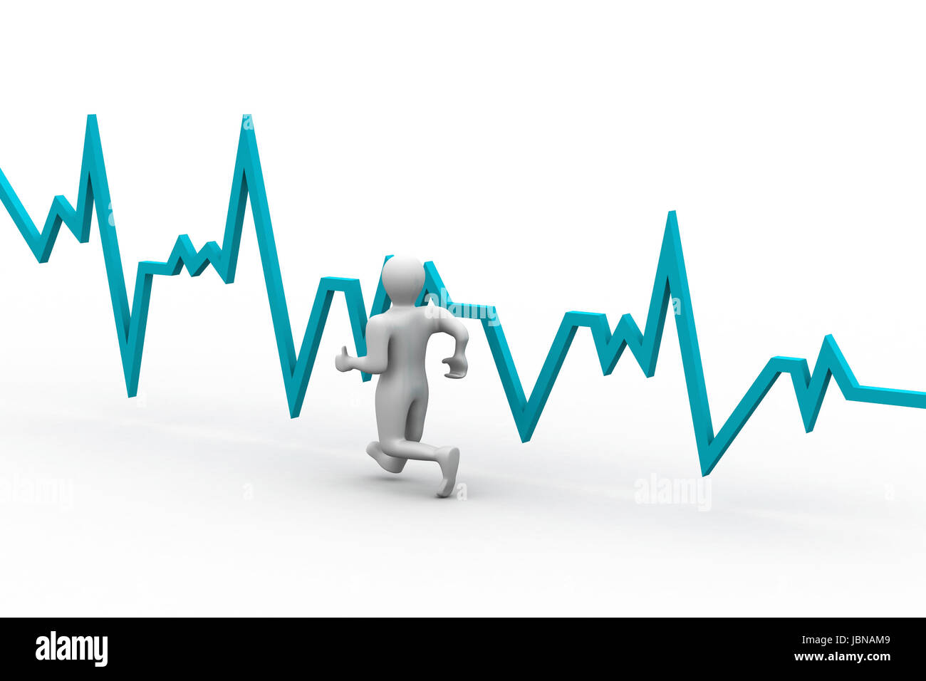 Running men with heart beat graph Stock Photo - Alamy