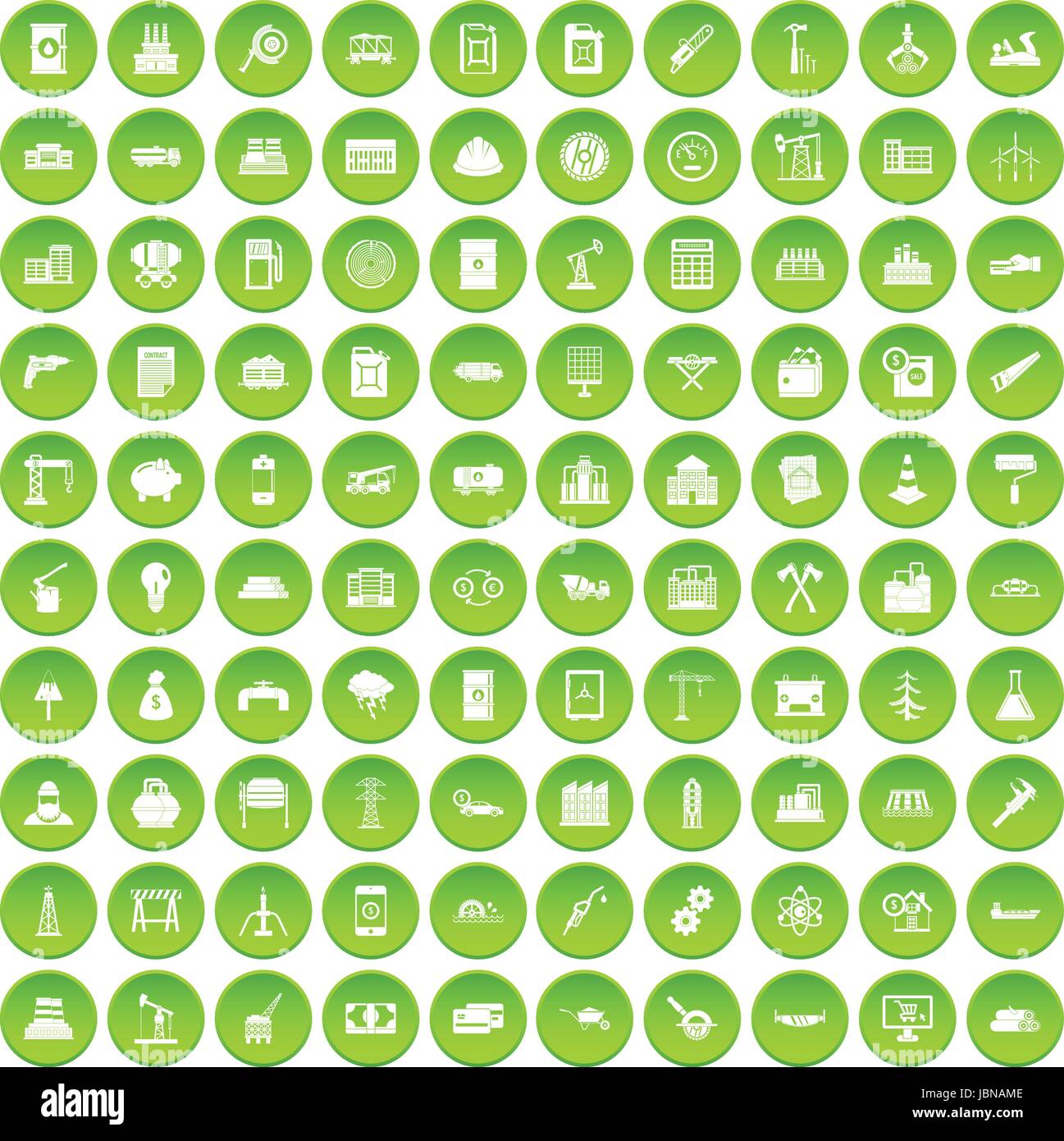 100 plant icons set green circle isolated on white background vector ...