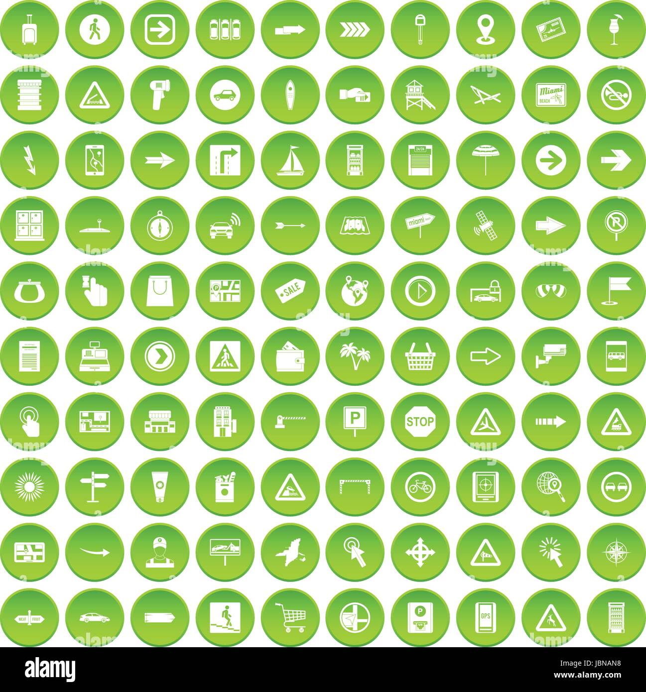 100 pointers icons set green circle isolated on white background vector ...