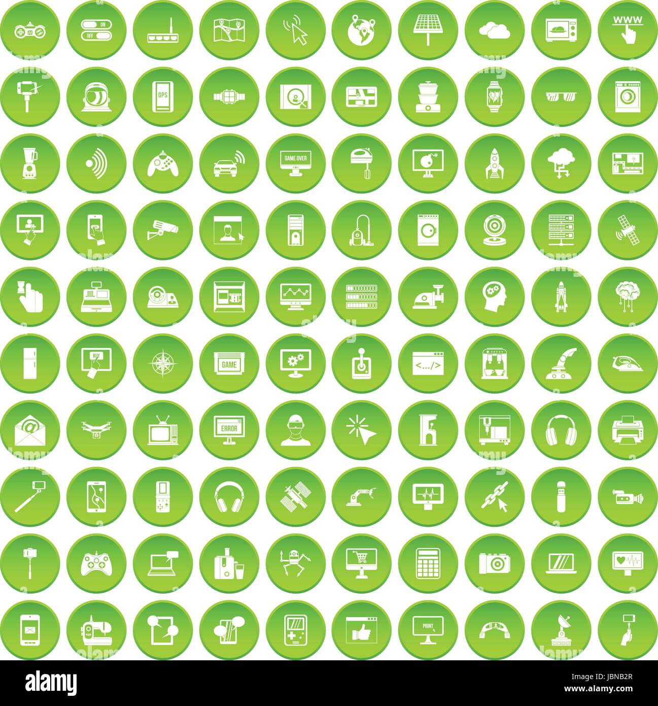 100 software icons set green circle isolated on white background vector ...