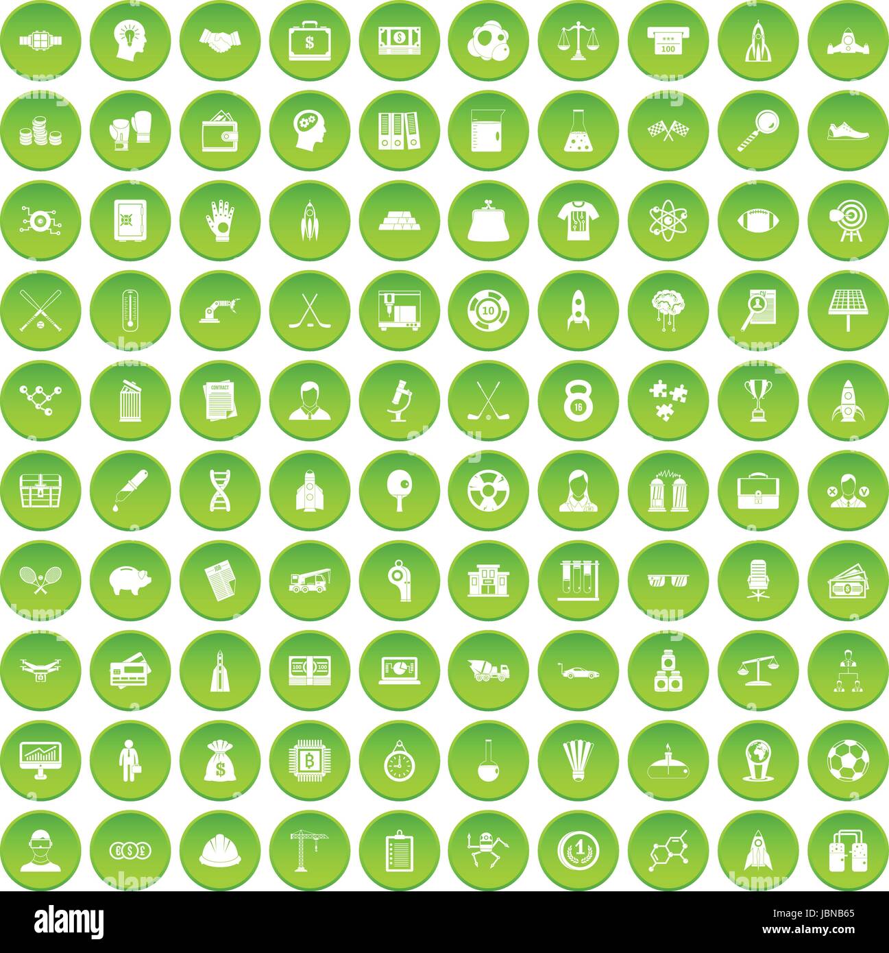 100 success icons set green circle isolated on white background vector ...