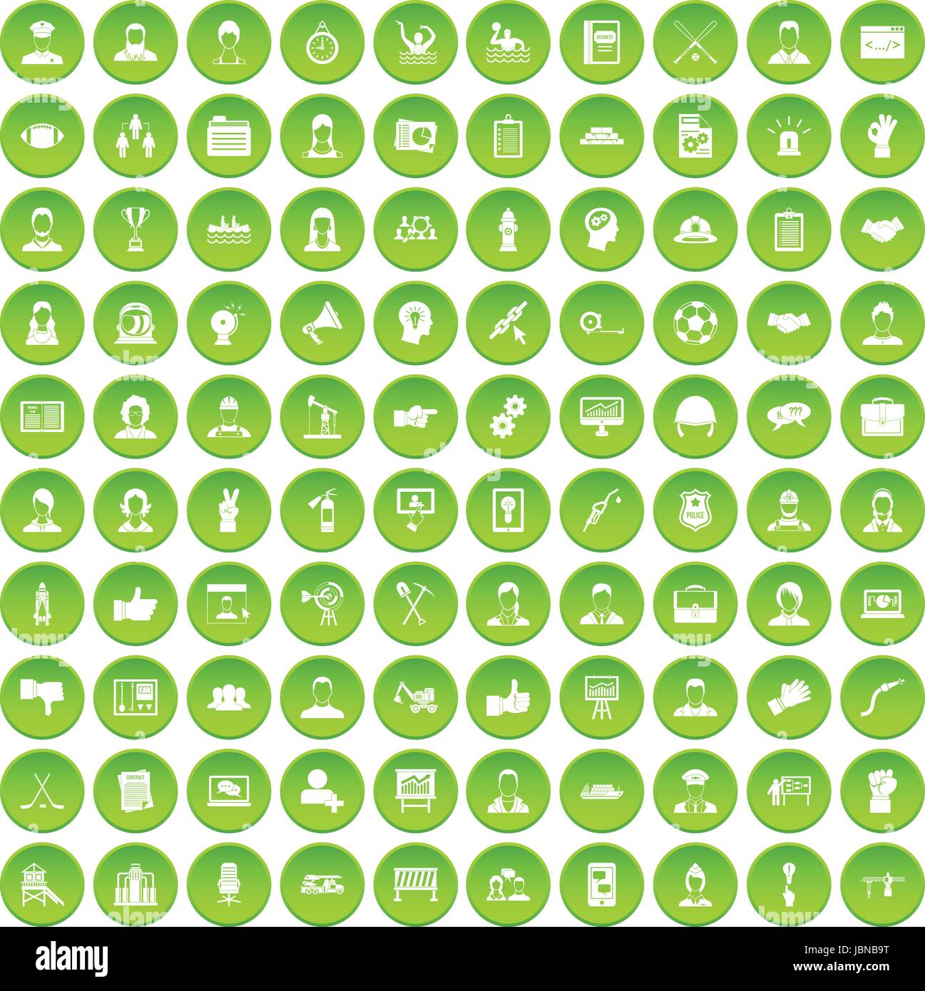 100 team work icons set green circle isolated on white background ...