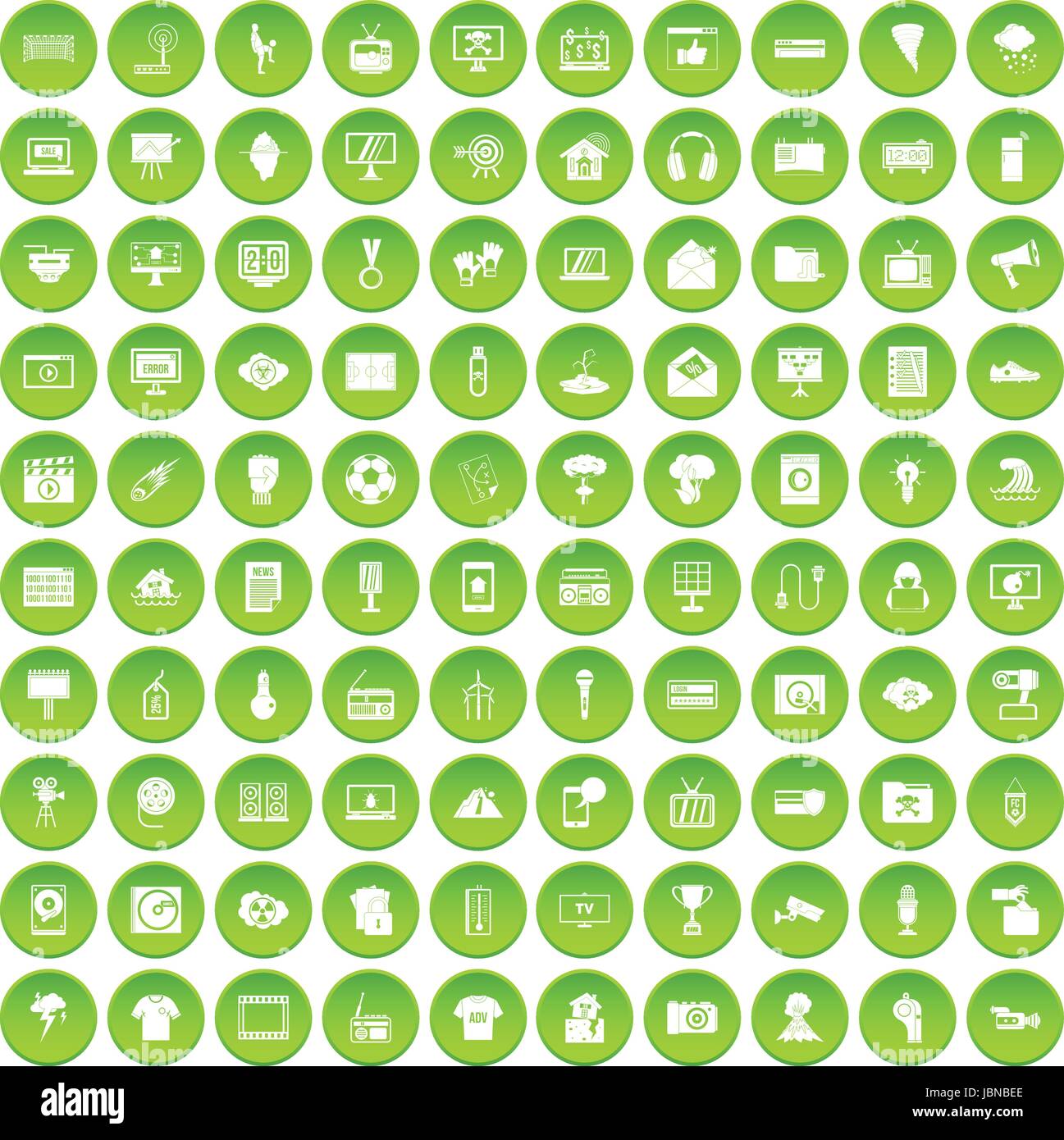 100 trophy and awards icons set green circle isolated on white ...