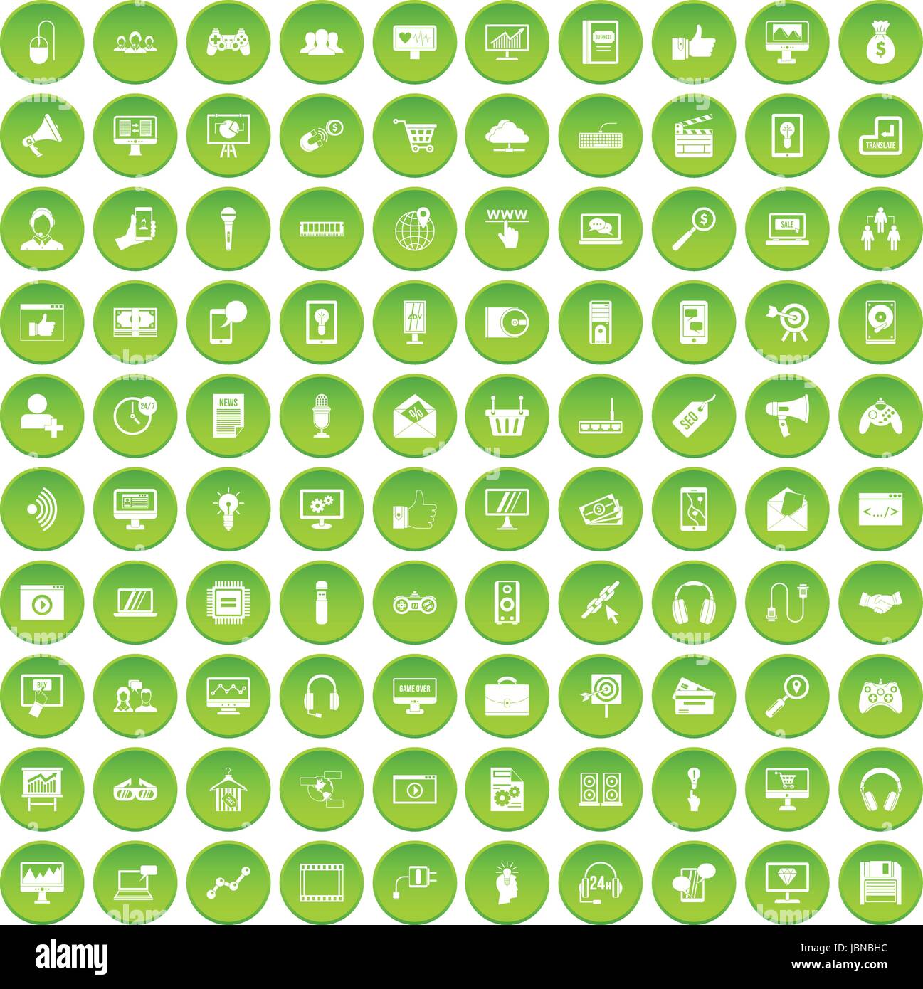 100 web development icons set green circle isolated on white background ...