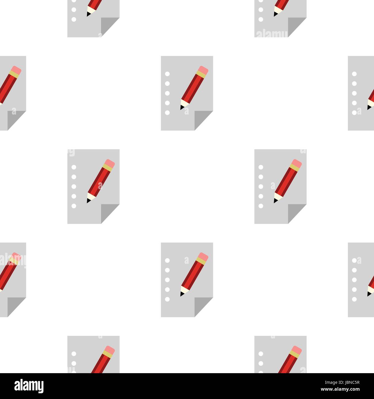 Blank sheet of paper and a pencil pattern seamless background in flat ...